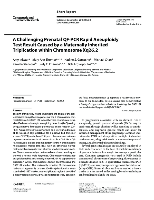 (PDF) A Challenging Prenatal QF-PCR Rapid Aneuploidy Test Result Caused ...