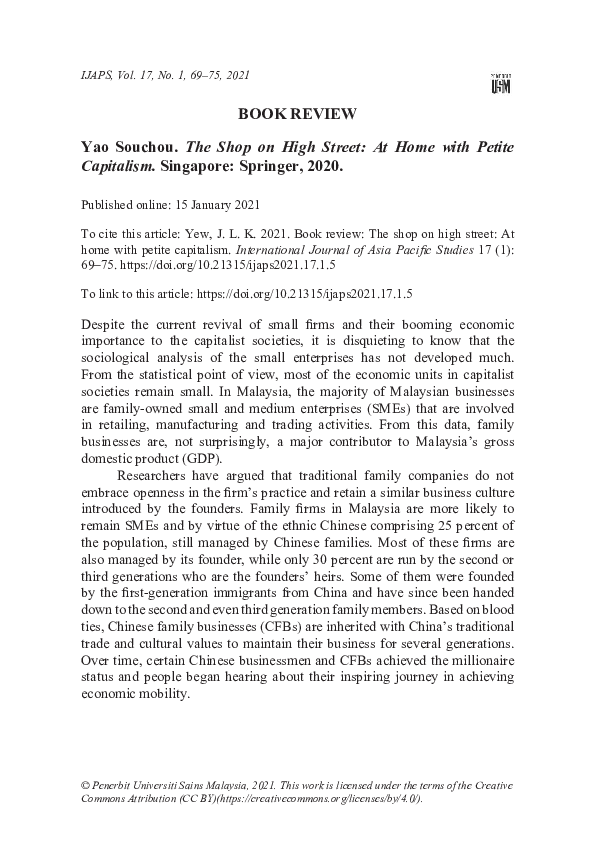 (PDF) IJAPS Book Review Chinese Petite Capitalism