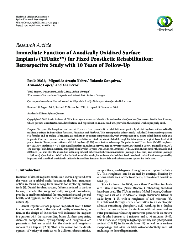 (PDF) Immediate Function of Anodically Oxidized Surface Implants ...