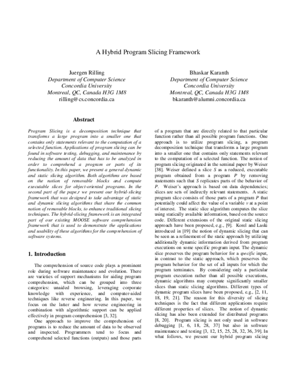 (PDF) A hybrid program slicing framework