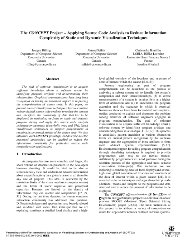 Pdf The Concept Project Applying Source Code Analysis To Reduce Information Complexity Of