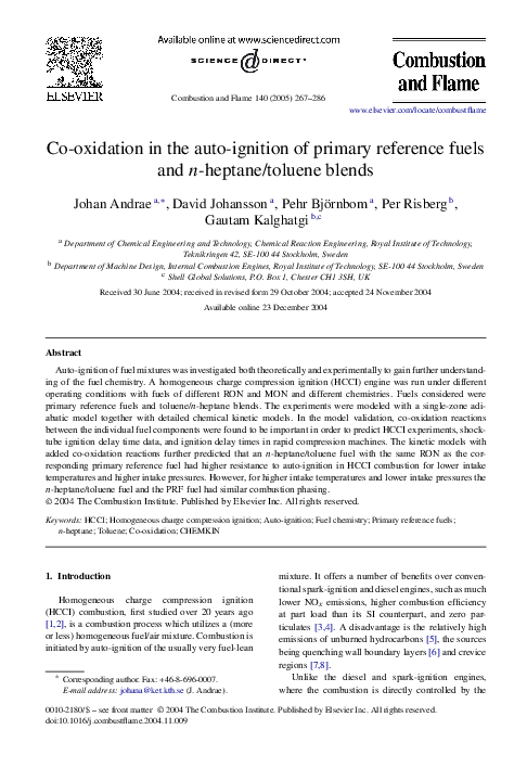 (PDF) Co-oxidation in the auto-ignition of primary reference fuels and ...