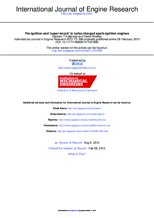 (PDF) Pre-ignition and 'super-knock' in turbo-charged spark-ignition ...