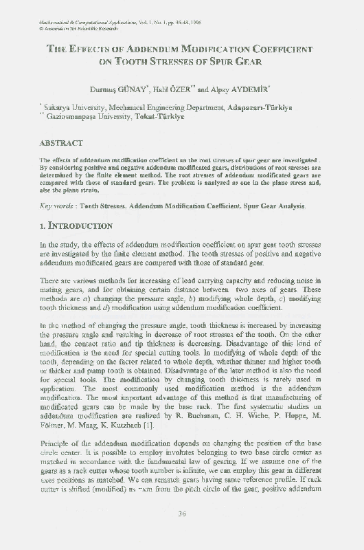 (PDF) The Effects of Addendum Modification Coefficient on Tooth ...