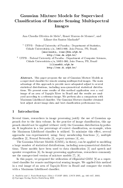(PDF) Gaussian Mixture Models for Supervised Classification of Remote Sensing Multispectral Images