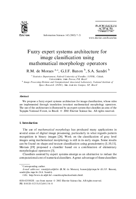 (PDF) Fuzzy expert systems architecture for image classification using mathematical morphology ...