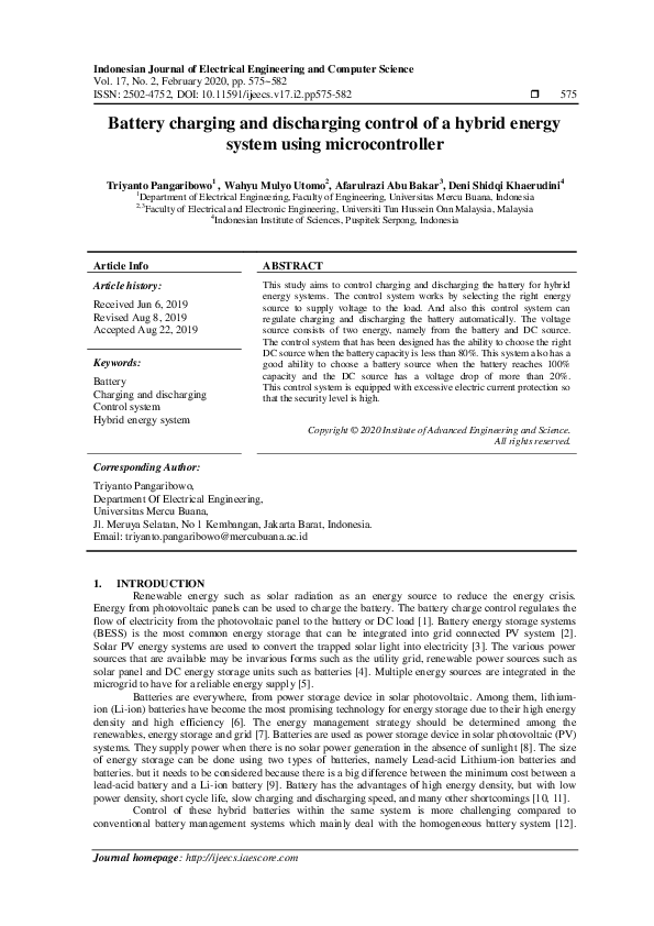 (PDF) Battery charging and discharging control of a hybrid energy ...