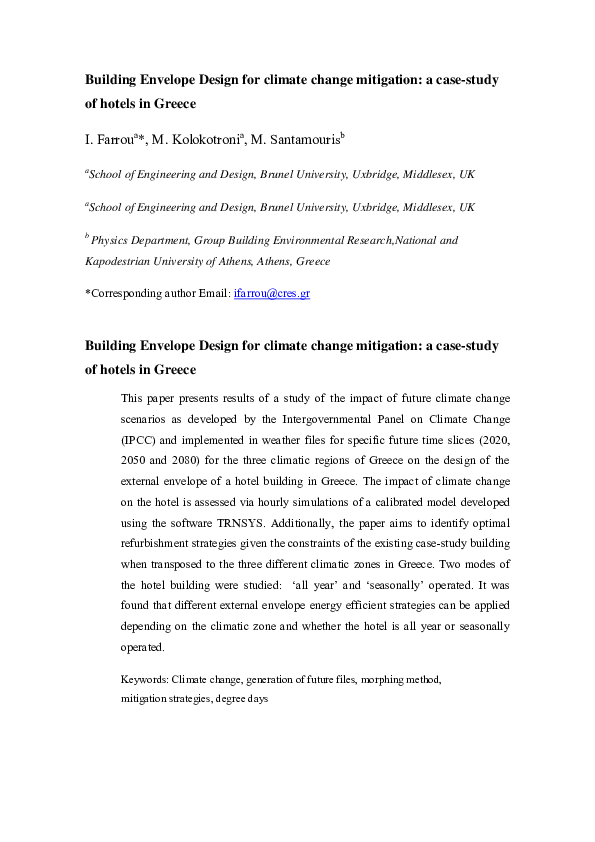 (PDF) Building envelope design for climate change mitigation: a case ...