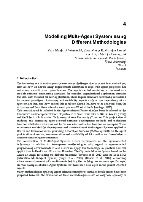 (PDF) Modelling Multi-Agent System using Different Methodologies