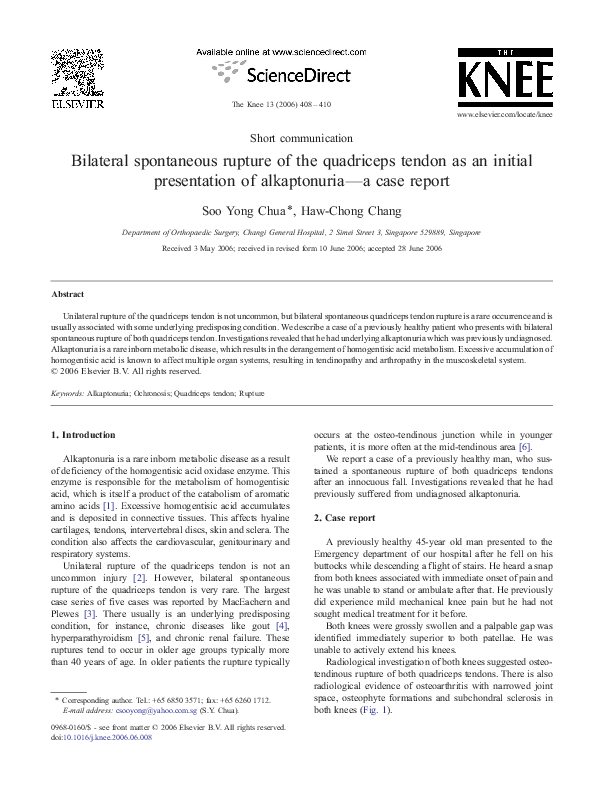 (PDF) Bilateral spontaneous rupture of the quadriceps tendon as an ...
