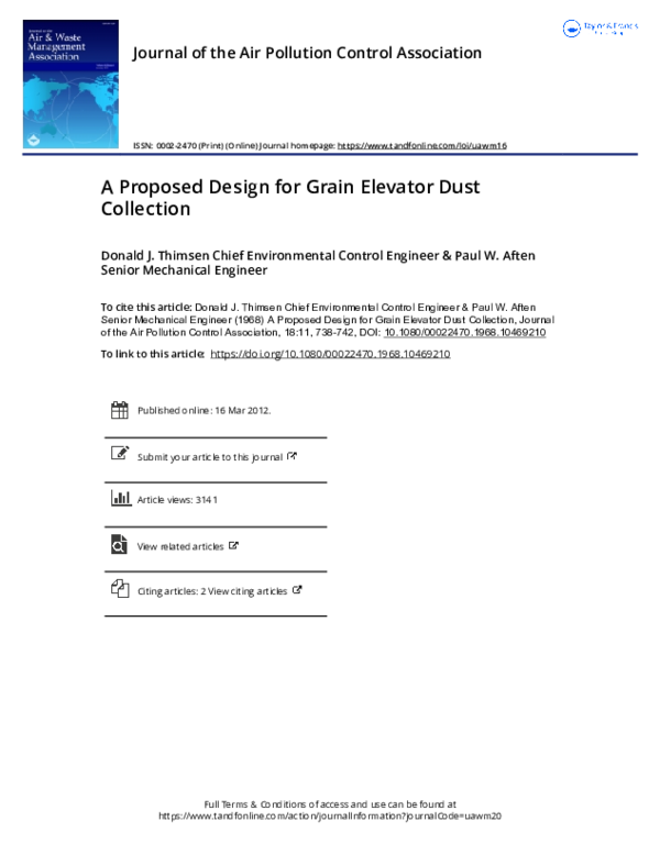 (PDF) A Proposed Design for Grain Elevator Dust Collection