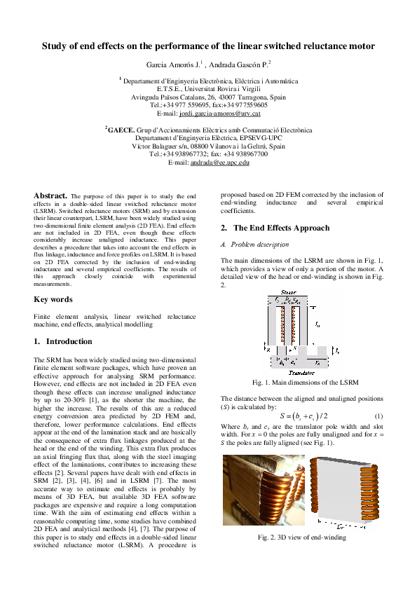 (PDF) Study of end-effects on the performance of the linear switched reluctance motor