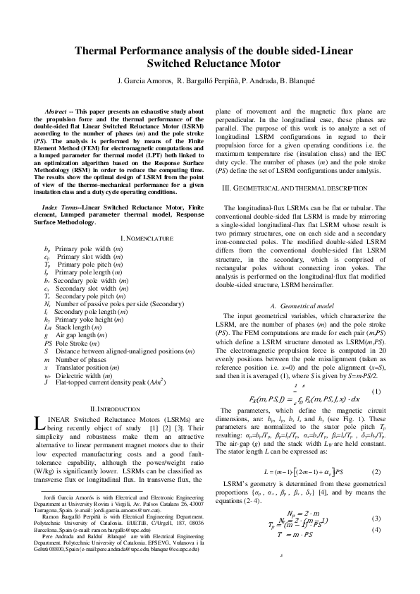 Pdf Thermal Performance Analysis Of The Double Sided Linear Switched