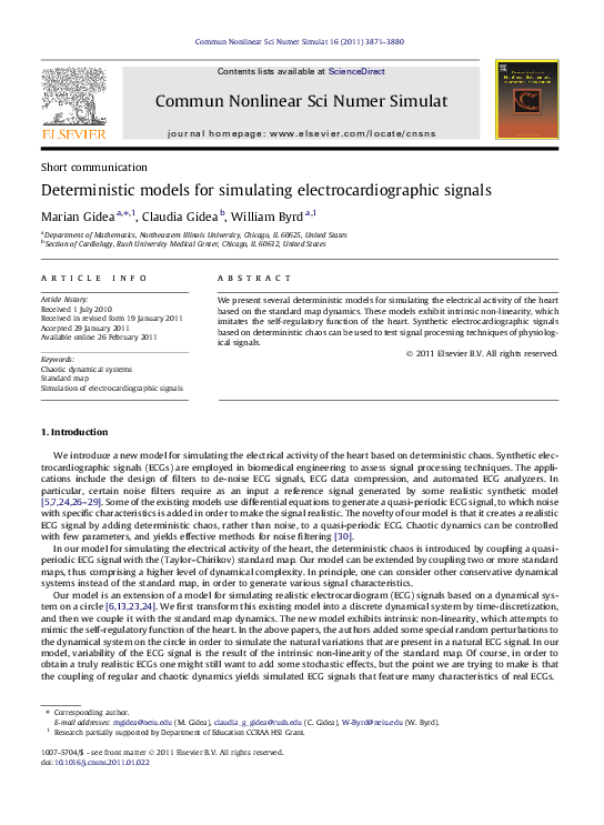 (PDF) Deterministic models for simulating electrocardiographic signals