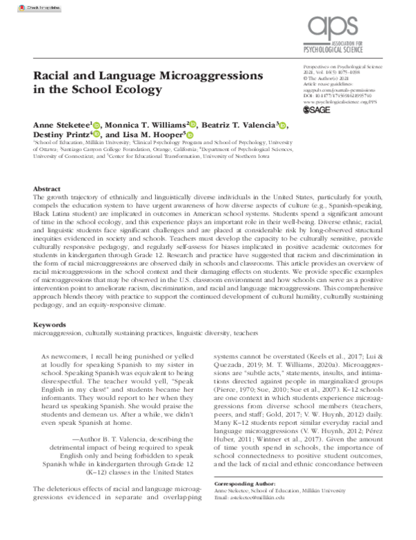 (PDF) Racial and Language Microaggressions in the School Ecology | Anne ...