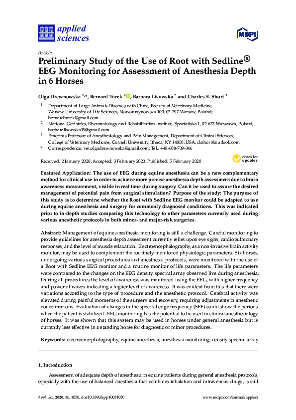 (PDF) Preliminary Study of the Use of Root with Sedline® EEG Monitoring ...