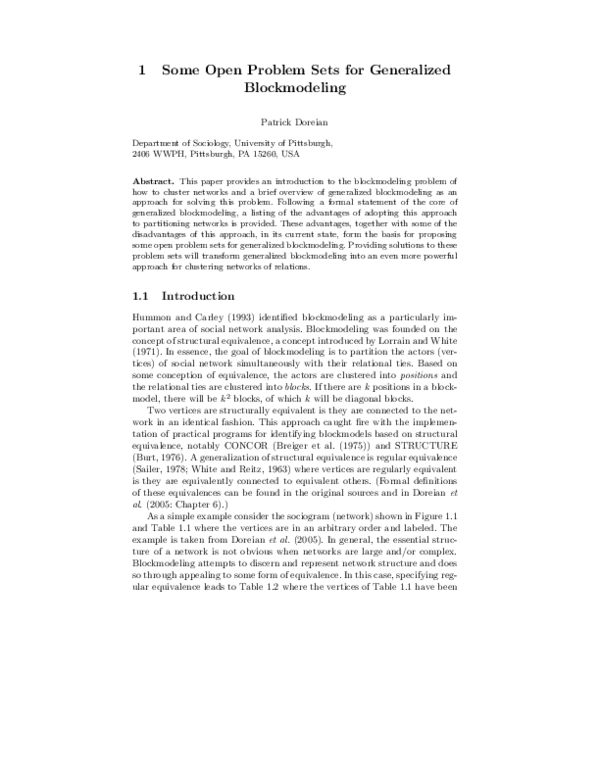 (PDF) Some Open Problem Sets for Generalized Blockmodeling