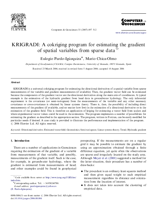 (PDF) KRIGRADI: A cokriging program for estimating the gradient of spatial variables from sparse ...