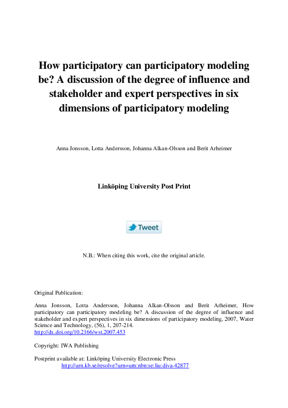 (PDF) How participatory can participatory modeling be? Degrees of ...