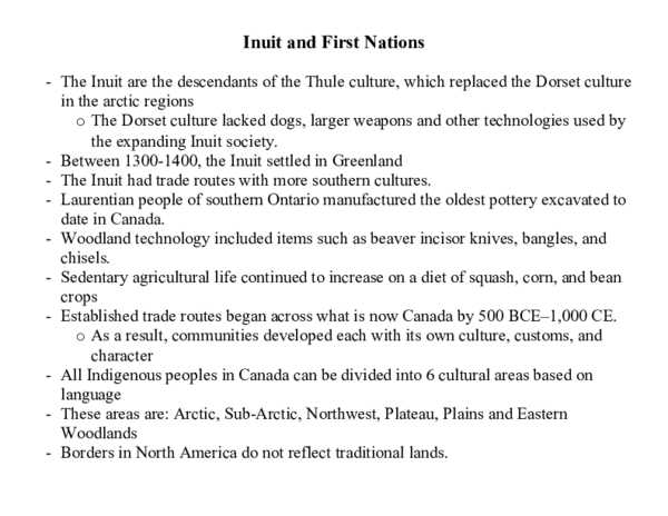 (DOC) Inuit and First Nations Notes - Grade 7/8
