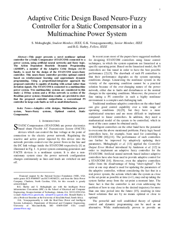 (PDF) Adaptive Critic Design Based Neuro-Fuzzy Controller for a Static Compensator in a ...