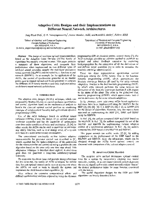 (PDF) Adaptive critic designs and their implementations on different ...