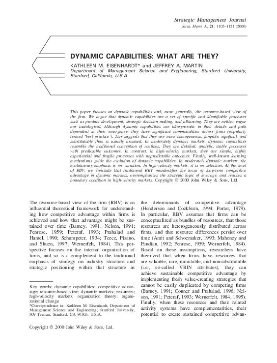 (PDF) Dynamic capabilities: what are they?