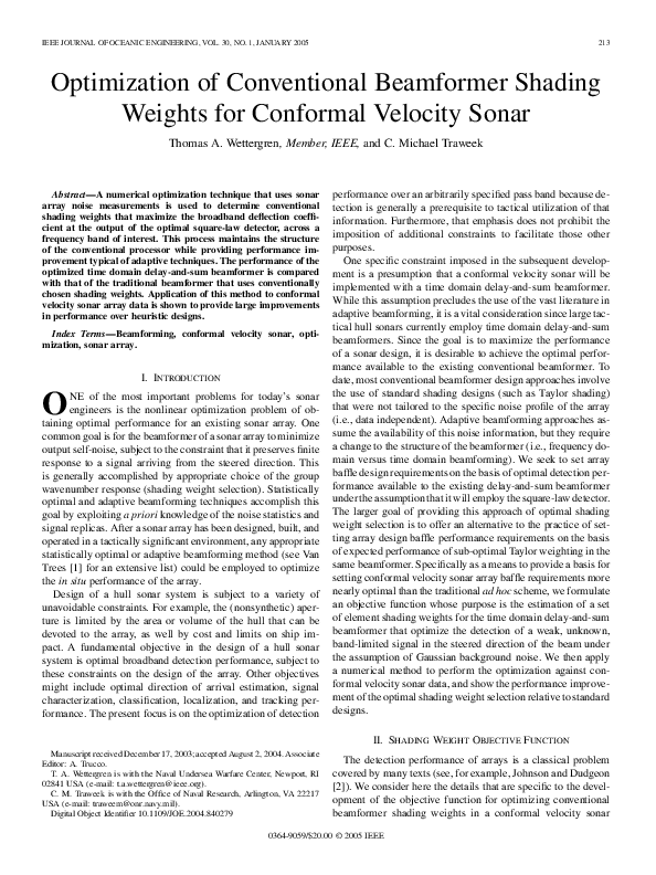 (PDF) Optimization of Conventional Beamformer Shading Weights for ...