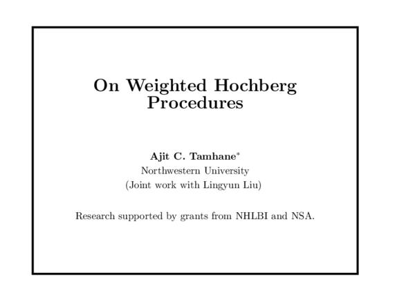(PDF) On Weighted Hochberg Procedures