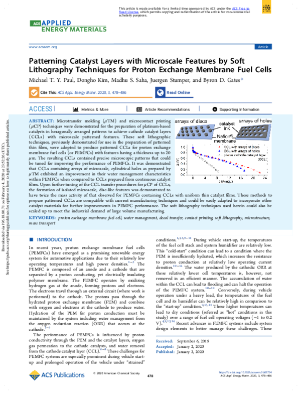 (PDF) Patterning Catalyst Layers with Microscale Features by Soft ...