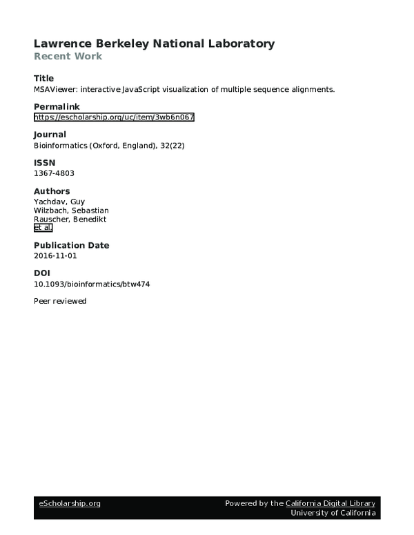 Pdf Msaviewer Interactive Javascript Visualization Of Multiple Sequence Alignments 