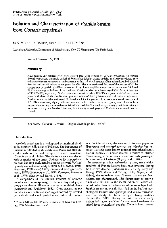 (PDF) Isolation and Characterization of Frankia Strains from Coriaria ...