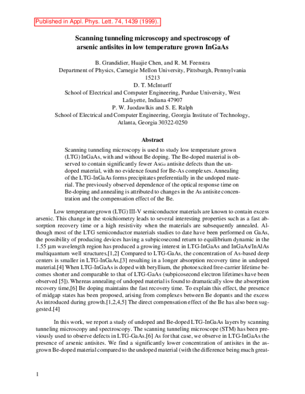 Pdf Scanning Tunneling Microscopy And Spectroscopy Theory Techniques And Applications