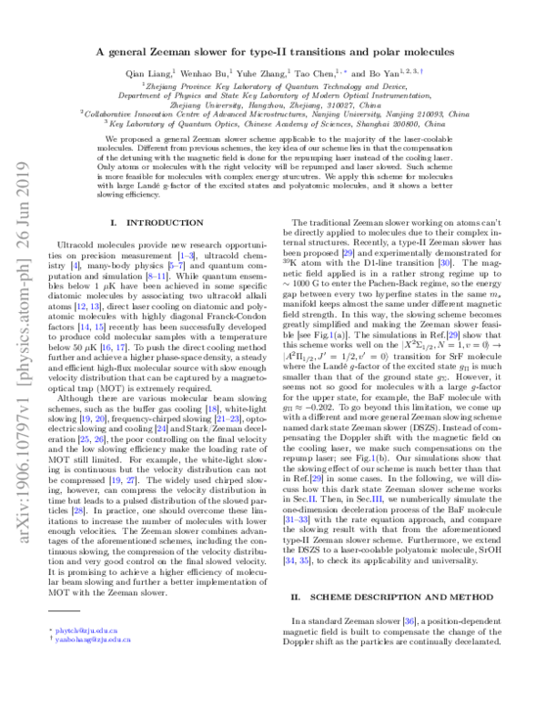 (PDF) Improvements on type-II Zeeman slowing of molecules through ...