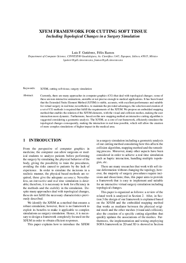 (PDF) XFEM Framework for Cutting Soft Tissue - Including Topological ...
