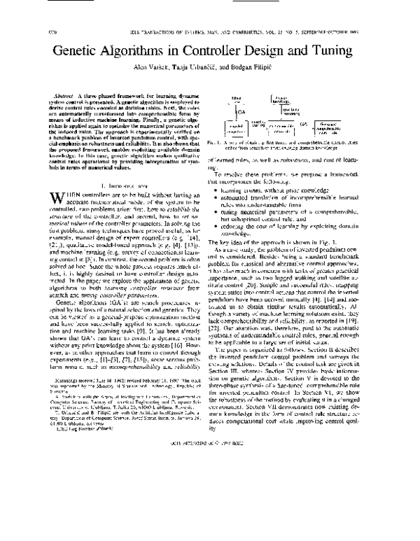 Pdf Genetic Algorithms In Controller Design And Tuning