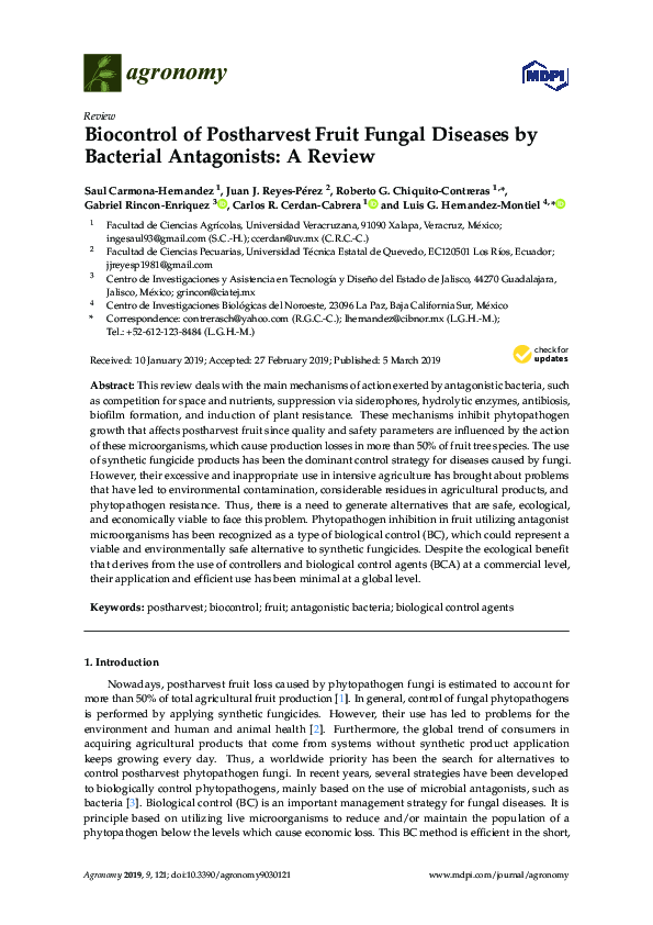 (PDF) Biocontrol of Postharvest Fruit Fungal Diseases by Bacterial Antagonists: A Review
