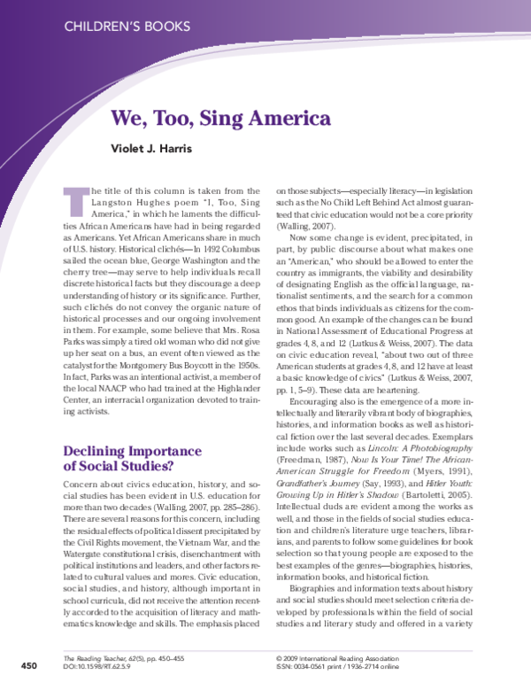 (PDF) We, Too, Sing America