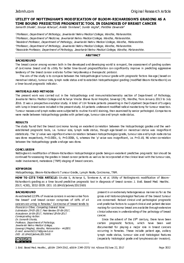 (PDF) Utility of Nottingham’s Modification of Bloom-Richardson’s ...