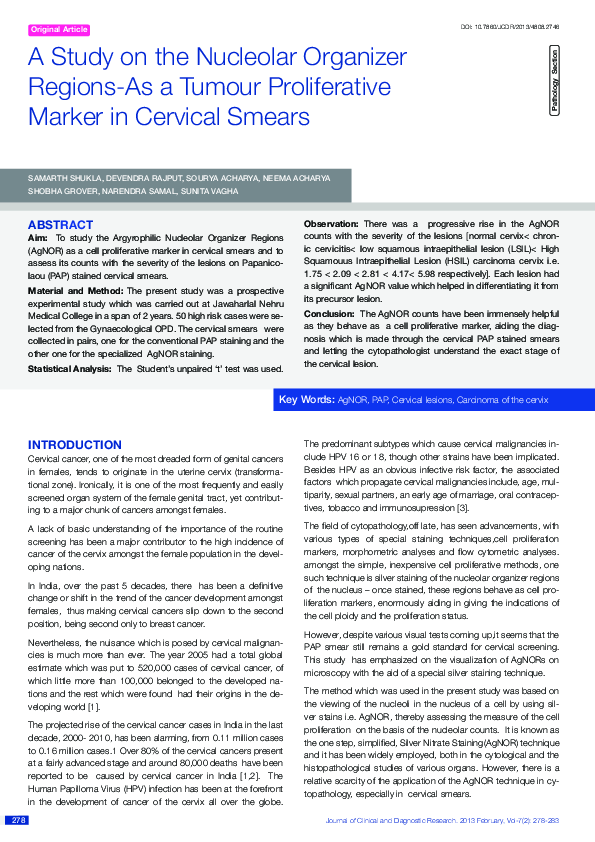 (PDF) A study on the nucleolar organizer regions-as a tumour ...
