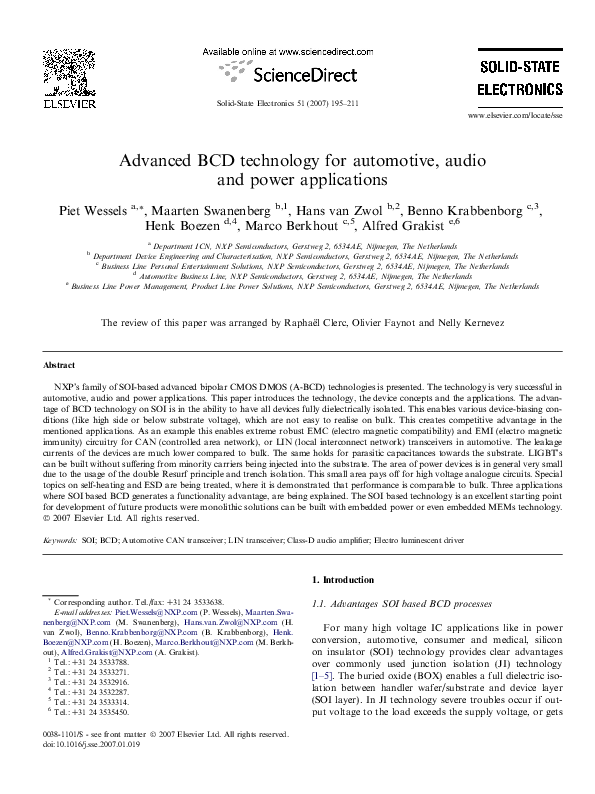 (PDF) Advanced BCD technology for automotive, audio and power applications