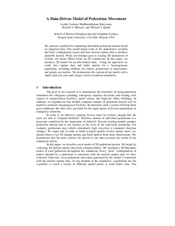 (PDF) A Data-Driven Model of Pedestrian Movement | Ledah Casburn - Academia.edu