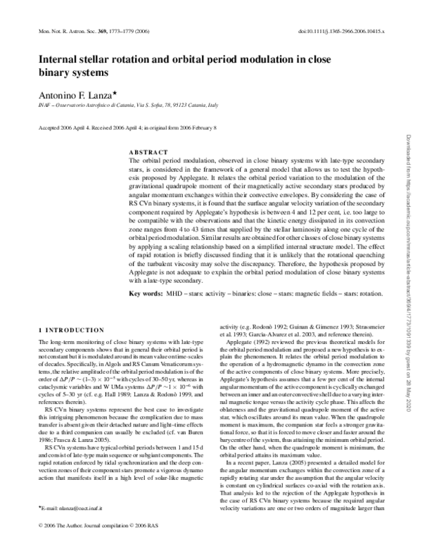 (PDF) Internal stellar rotation and orbital period modulation in close ...