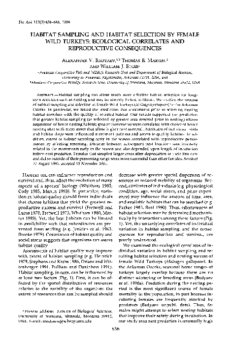 (PDF) Habitat sampling and habitat selection by female wild turkeys ...