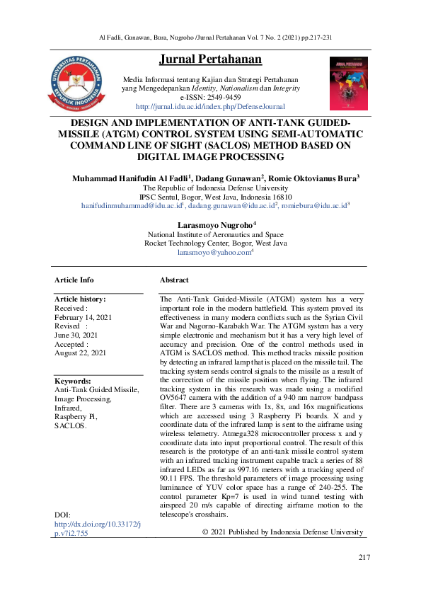(PDF) Design and Implementation of Anti-Tank Guided-Missile (Atgm ...
