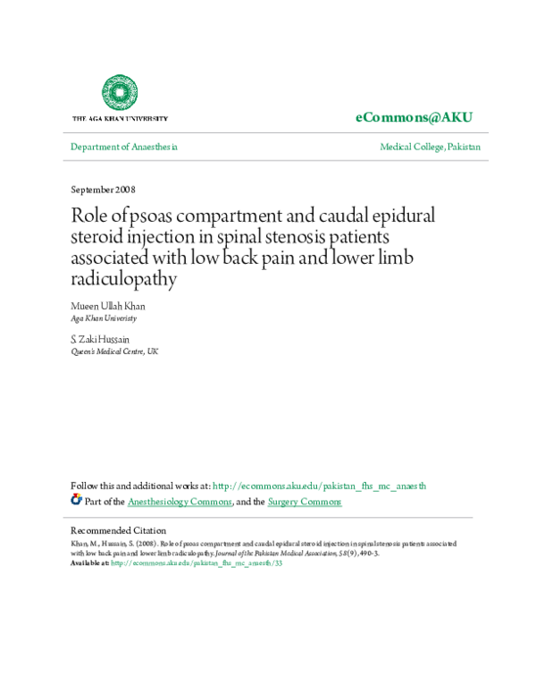(PDF) Role of psoas compartment and caudal epidural steroid injection ...