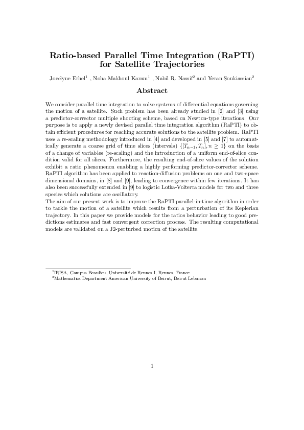 (PDF) Ratio-based Parallel Time Integration (RaPTI) for Satellite Trajectories