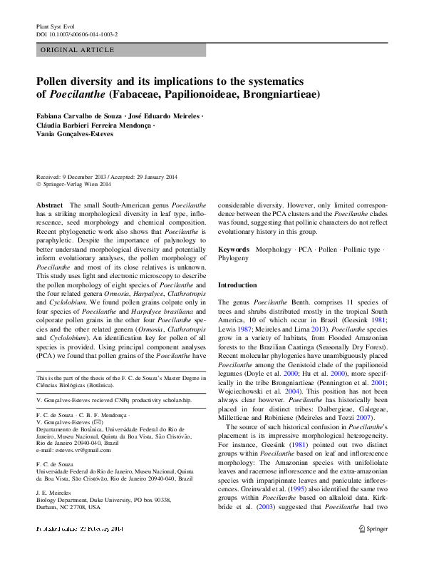 (PDF) Pollen diversity and its implications to the systematics of ...