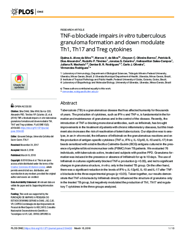 (PDF) TNF-α blockade impairs in vitro tuberculous granuloma formation ...