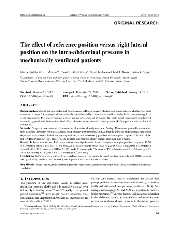 (PDF) The effect of reference position versus right lateral position on ...
